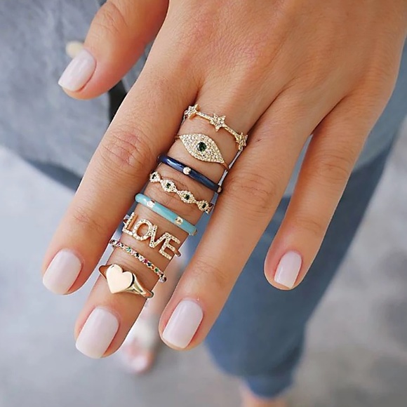 Jewelry | Eight Piece Bohemian Ring Set | Poshmark